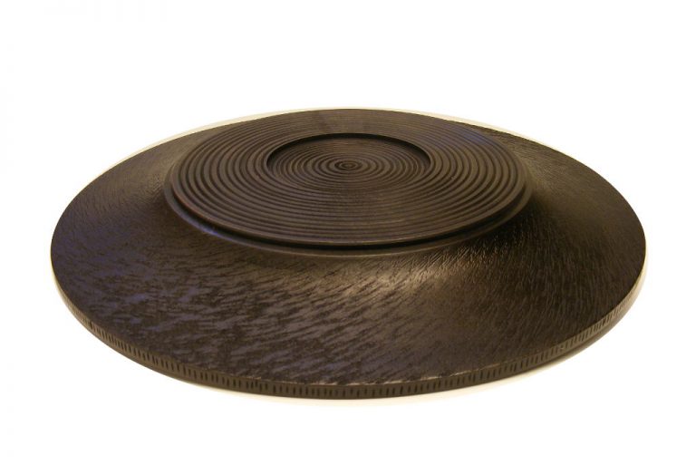 Black Fan Wooden Platter-Hand Carved Wide Rimmed Wood Platter-Decorated ...